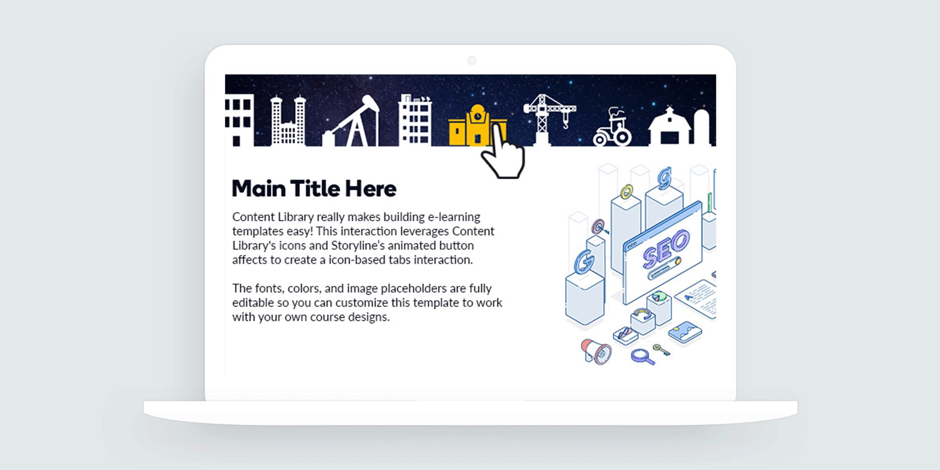 Storyline 360: Icon Tabs Navigation Template - E-Learning Designer